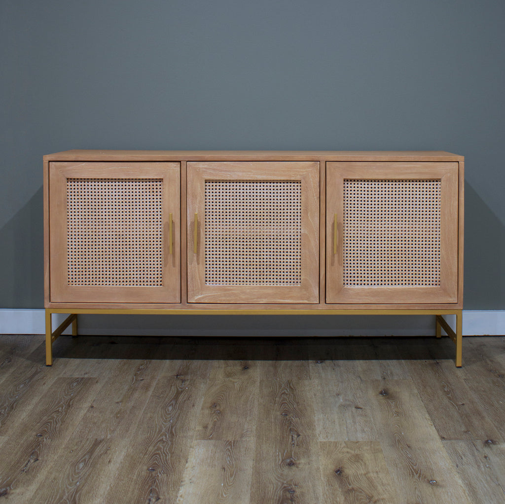 Mala Timber and rattan 3 door buffet – Hudson Furniture