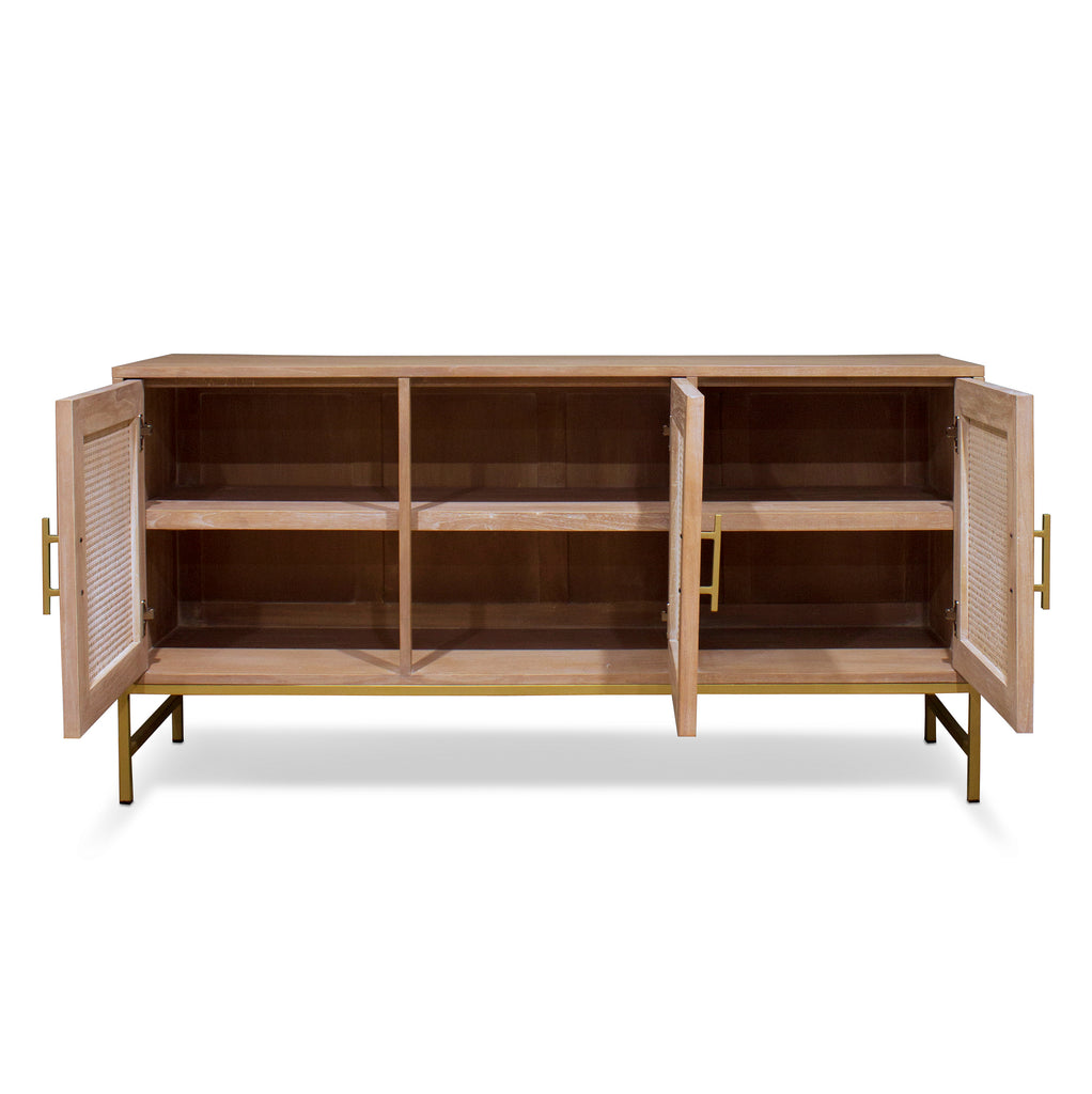 Mala Timber and rattan 3 door buffet – Hudson Furniture