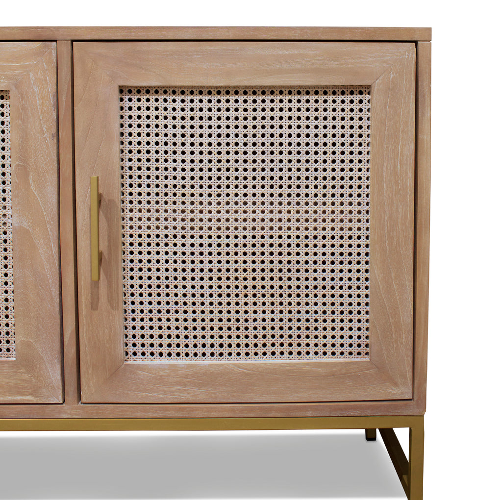 Mala Timber and rattan 3 door buffet – Hudson Furniture
